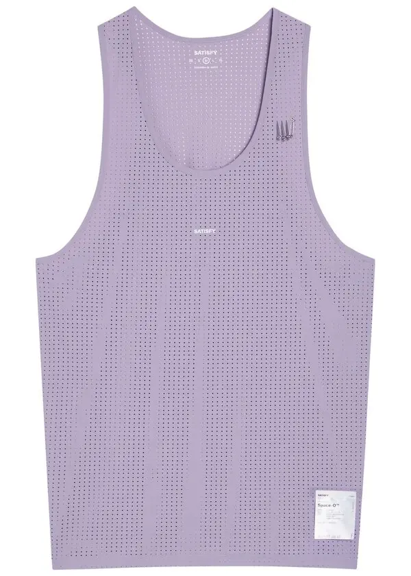 Satisfy Space-o Perforated Stretch-jersey Running Tank Top - Purple
