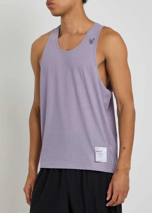 Satisfy Space-o Perforated Stretch-jersey Running Tank Top - Purple