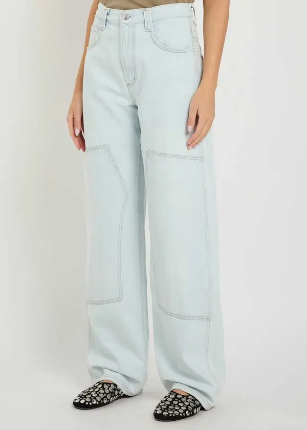 AGOLDE Laria Pieced Barrel-leg Jeans - Light Blue