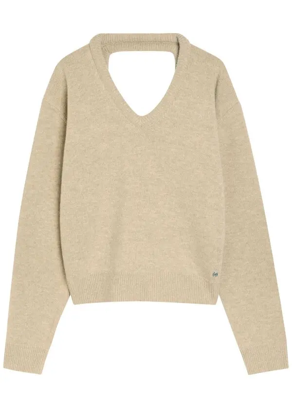 Acne Studios Ribbed Wool Jumper With Cut-out Detail - Beige