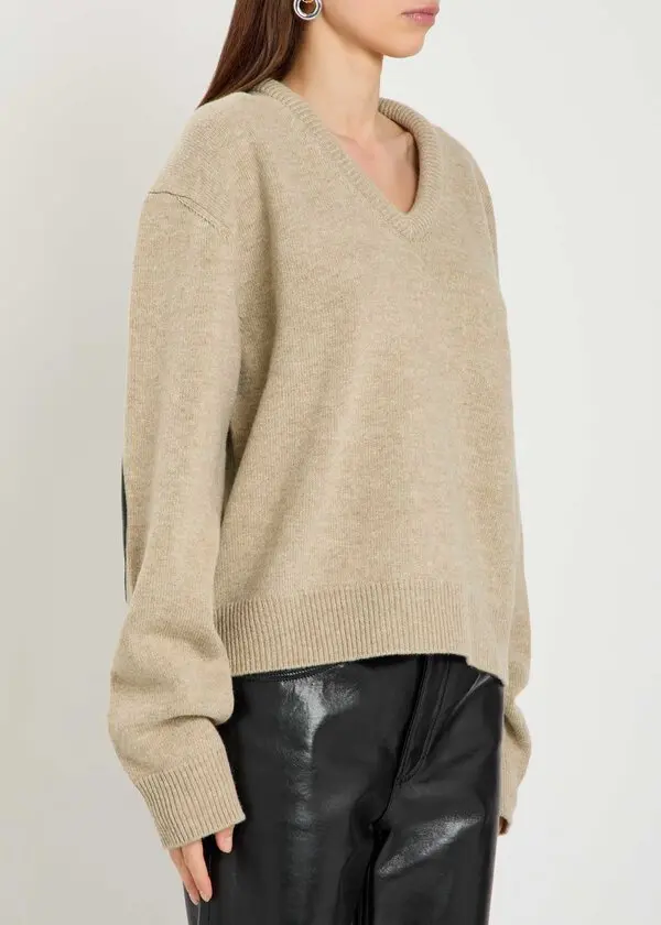 Acne Studios Ribbed Wool Jumper With Cut-out Detail - Beige