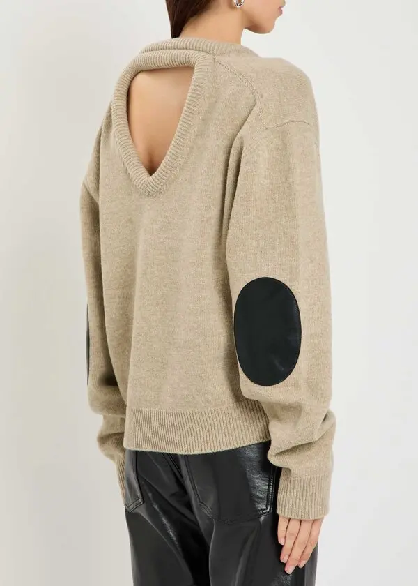 Acne Studios Ribbed Wool Jumper With Cut-out Detail - Beige