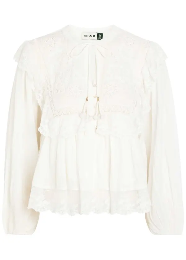 Rixo Diann Embroidered Cotton Top