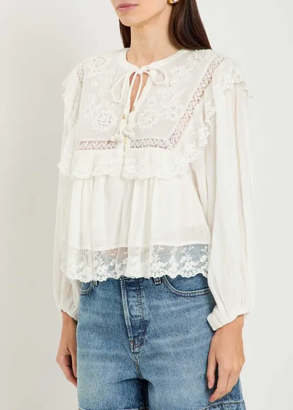 Rixo Diann Embroidered Cotton Top