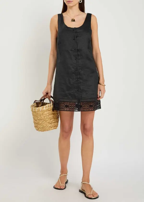 FRAME Embroidered Ramie Mini Dress
