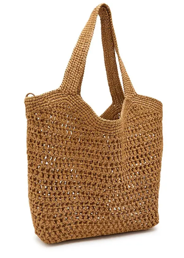 TOD'S Raffia Tote Bag With Designer Plaque