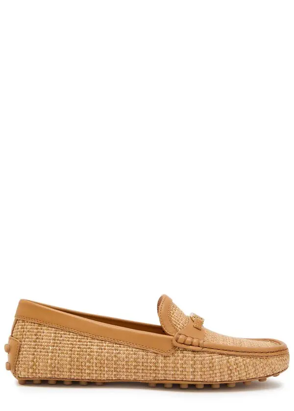 TOD'S Gommino Raffia Loafers - Camel