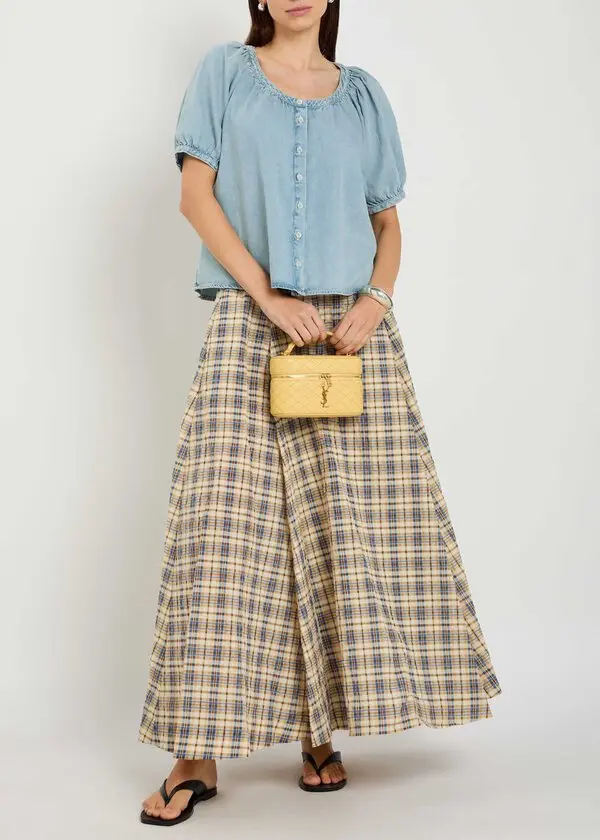 FRAME Resort Denim Shirt With Scoop Neck And Raglan Sleeves