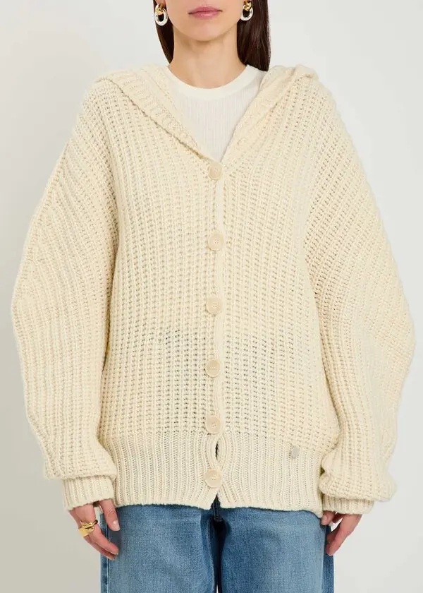 Stella McCartney Hooded Cashmere And Wool-blend Cardigan - Cream