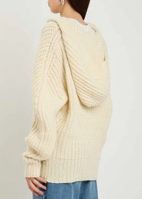 Stella McCartney Hooded Cashmere And Wool-blend Cardigan - Cream