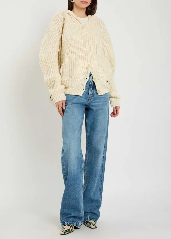 Stella McCartney Hooded Cashmere And Wool-blend Cardigan - Cream