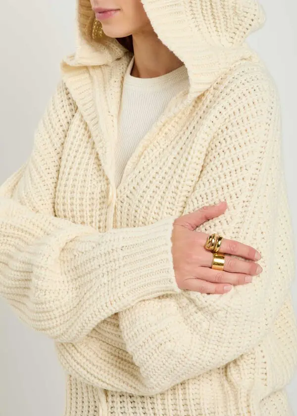 Stella McCartney Hooded Cashmere And Wool-blend Cardigan - Cream