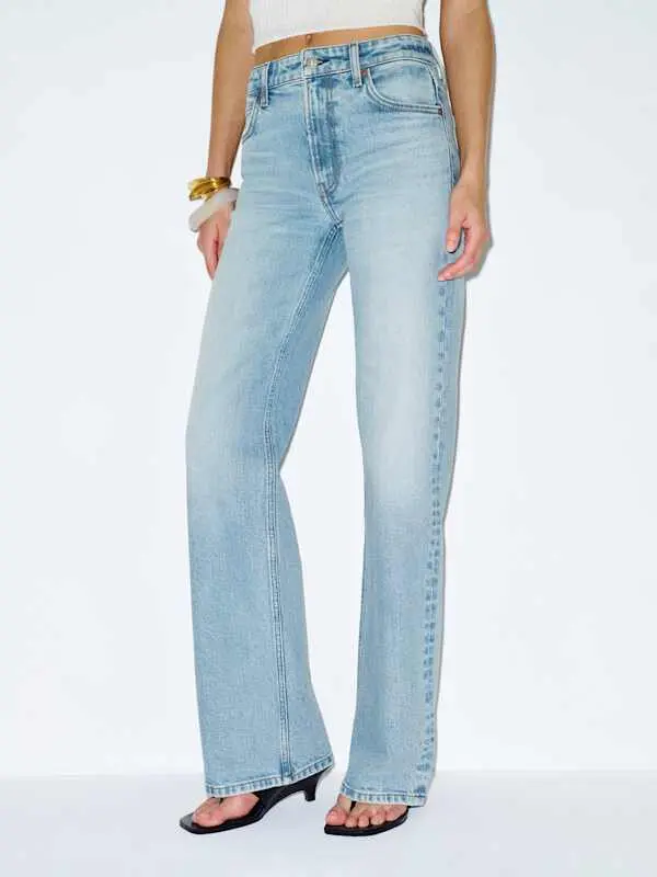 REFORMATION Hunter Stretch Mid Rise Wide Leg Jeans