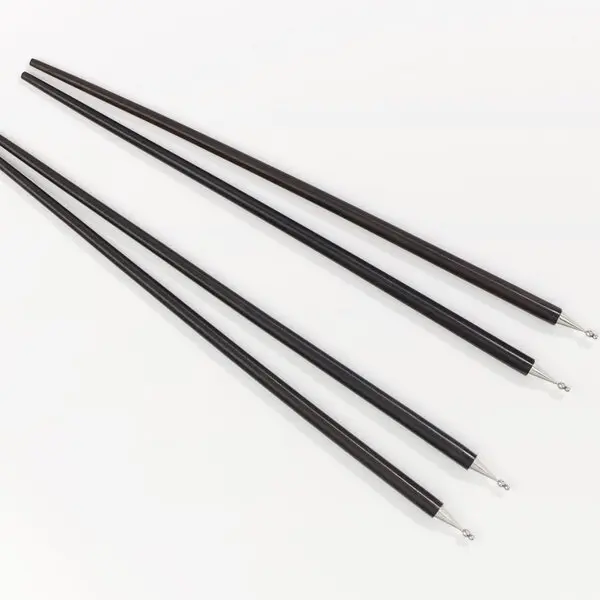 ELISKÁ Black / Silver Ebony & Sterling Silver Chopsticks - Black/silver