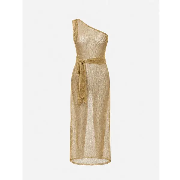 WOMEN & WOMEN Metallic Mesh Cover-up Dress - Gold