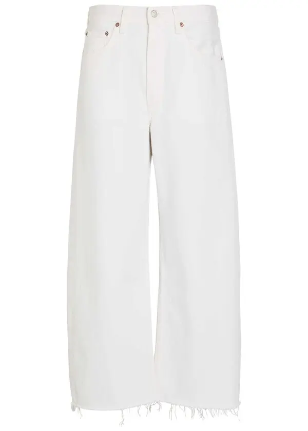 AGOLDE Low Curve Frayed Barrel-leg Jeans - White