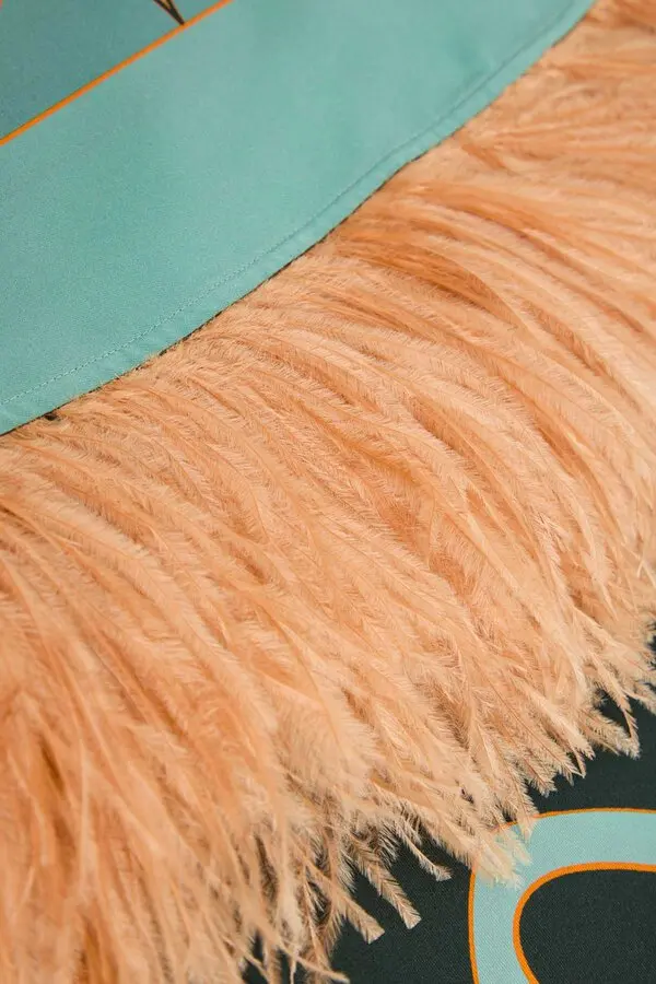 La DoubleJ Swing Feather-embellished Silk Midi Dress