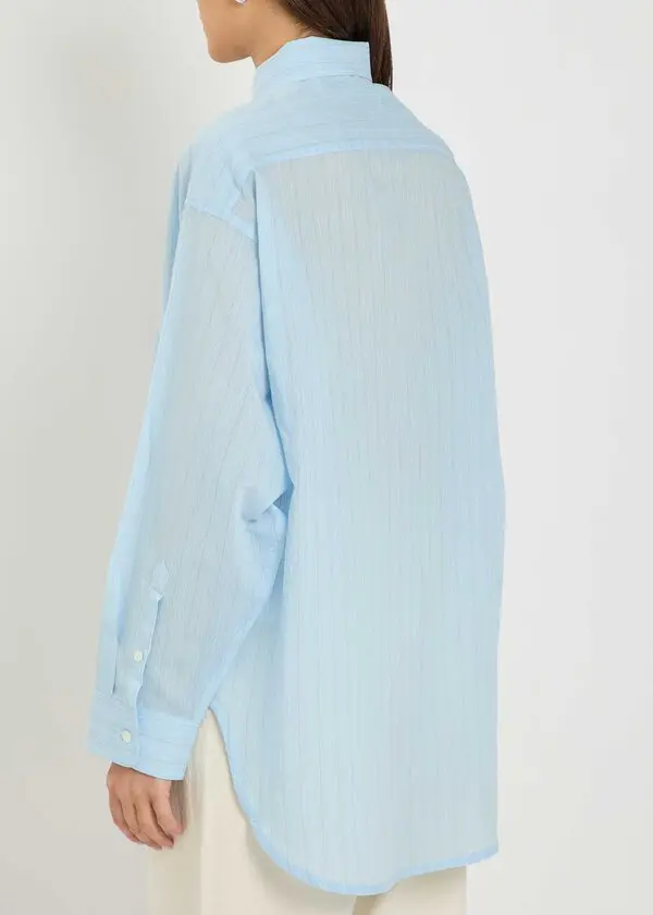 AGOLDE Sona Striped Cotton-blend Shirt - Light Blue