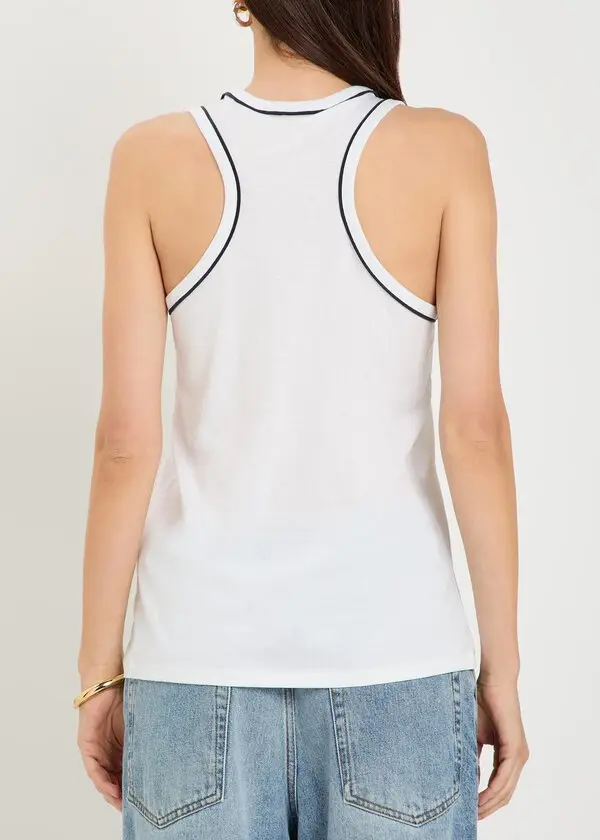 FRAME The Ringer Pipe-trim Cotton Tank Top