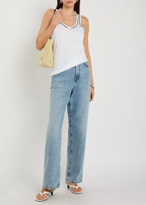 FRAME The Ringer Pipe-trim Cotton Tank Top