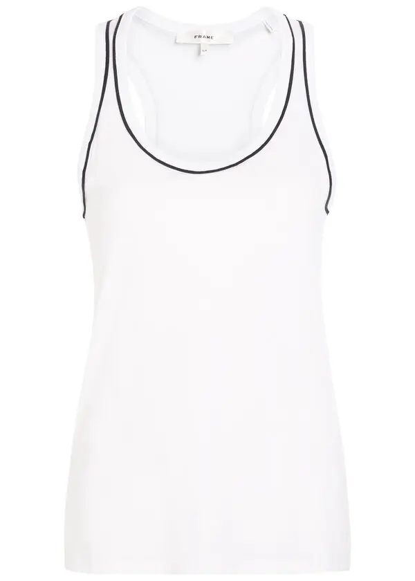 FRAME The Ringer Pipe-trim Cotton Tank Top