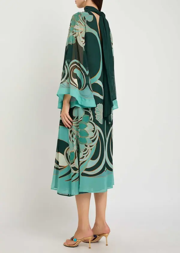 La DoubleJ Magnifico Printed Silk Midi Dress