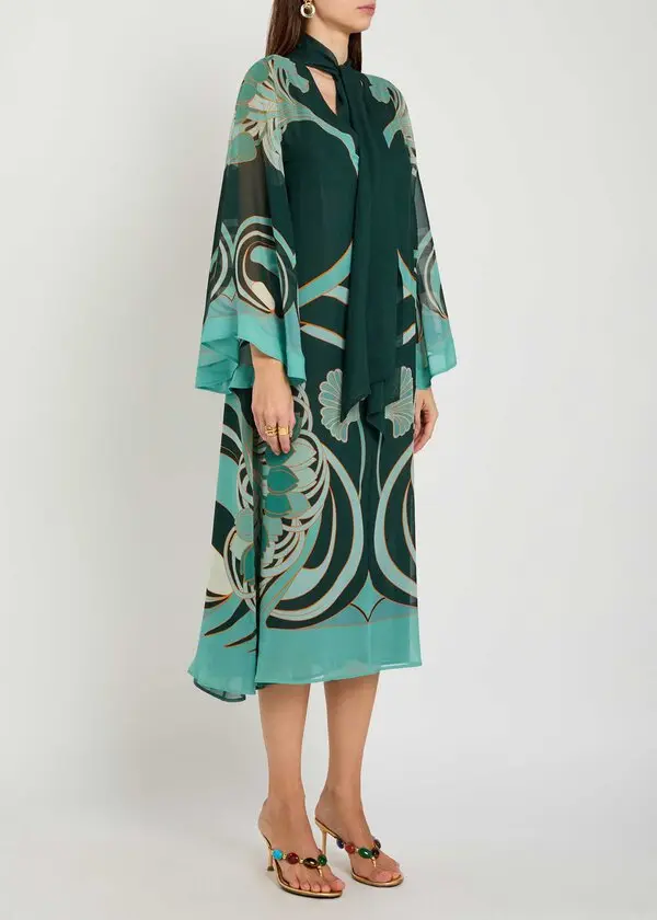 La DoubleJ Magnifico Printed Silk Midi Dress