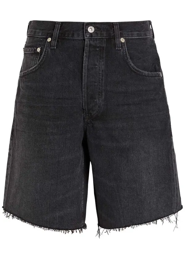 Citizens Of Humanity Ayla Frayed Denim Shorts - Black