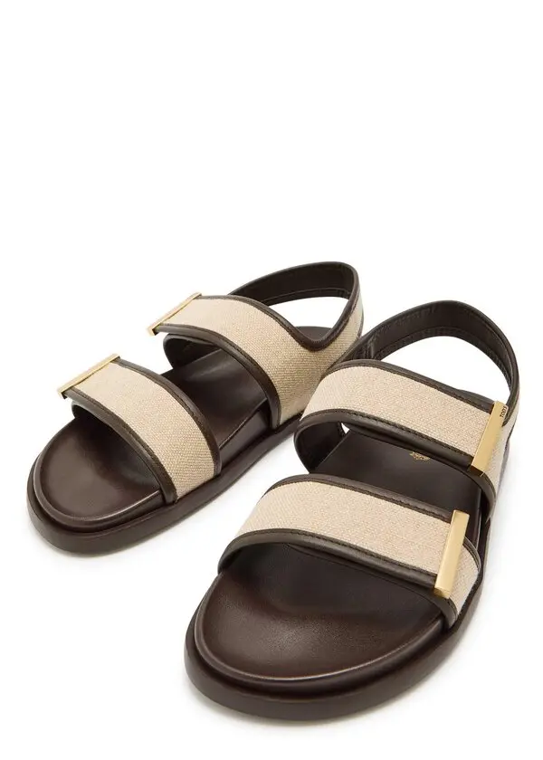 TOD'S Canvas And Leather Sandals - Beige