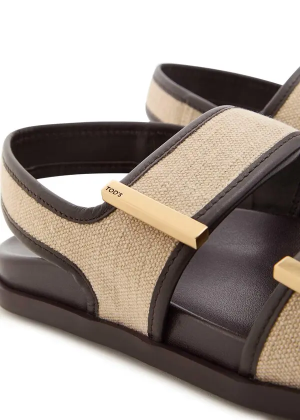 TOD'S Canvas And Leather Sandals - Beige