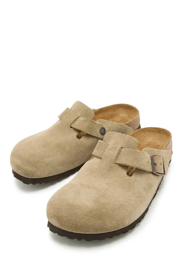 BIRKENSTOCK Boston Brushed Suede Clogs - Taupe