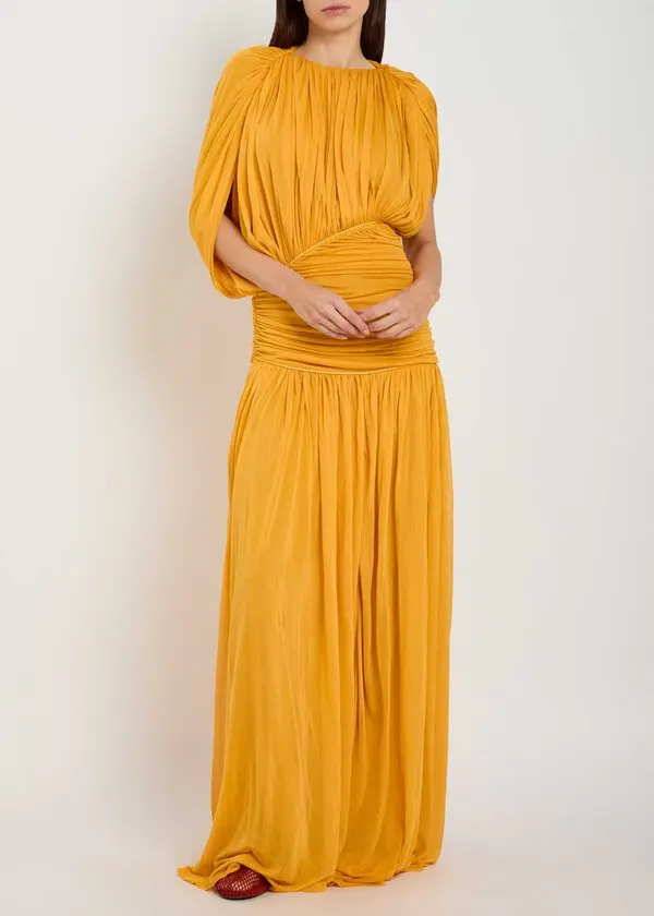Tove Draped Stretch-jersey Maxi Dress - Yellow