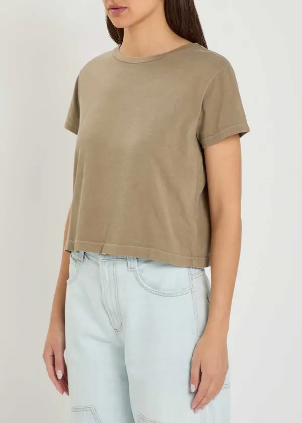 AGOLDE Shrunken Cotton T-shirt - Light Brown