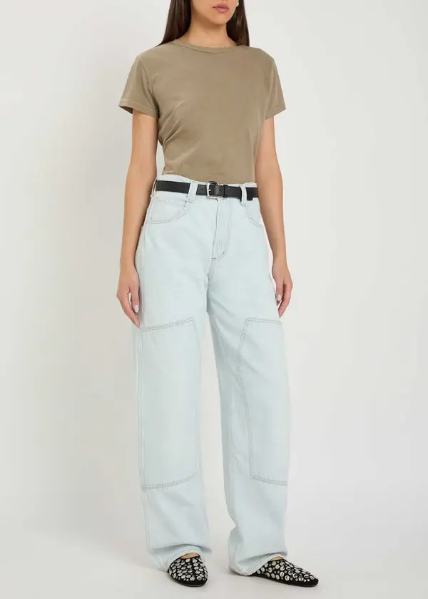 AGOLDE Shrunken Cotton T-shirt - Light Brown
