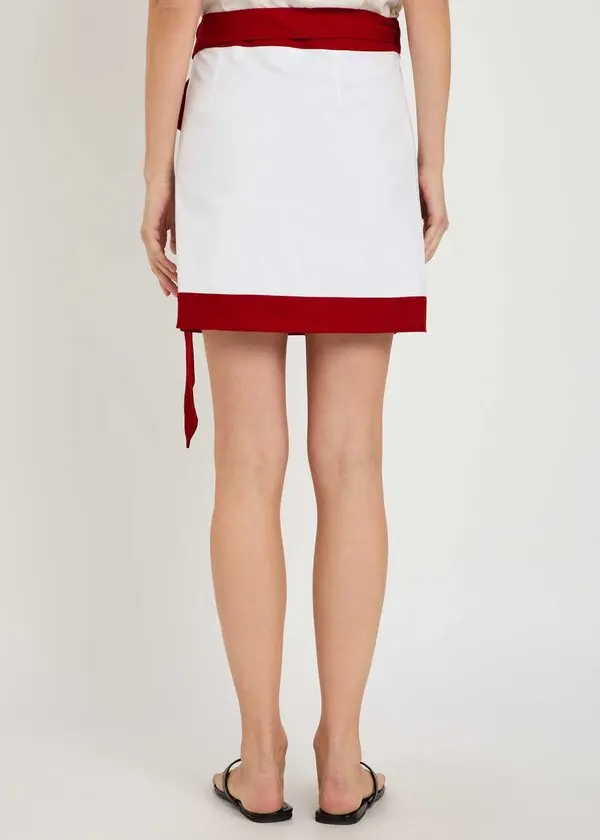 LIBEROWE Contrasting Trim Woven Mini Wrap Skirt