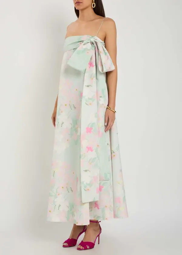 Bernadette Bailey Bow Floral-print Midi Dress