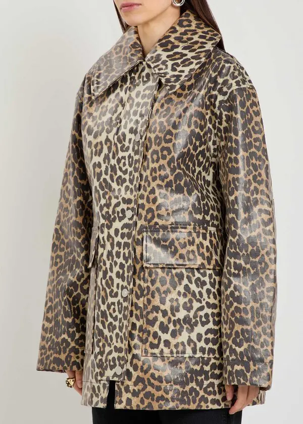 GANNI Waxed Canvas Print Coat