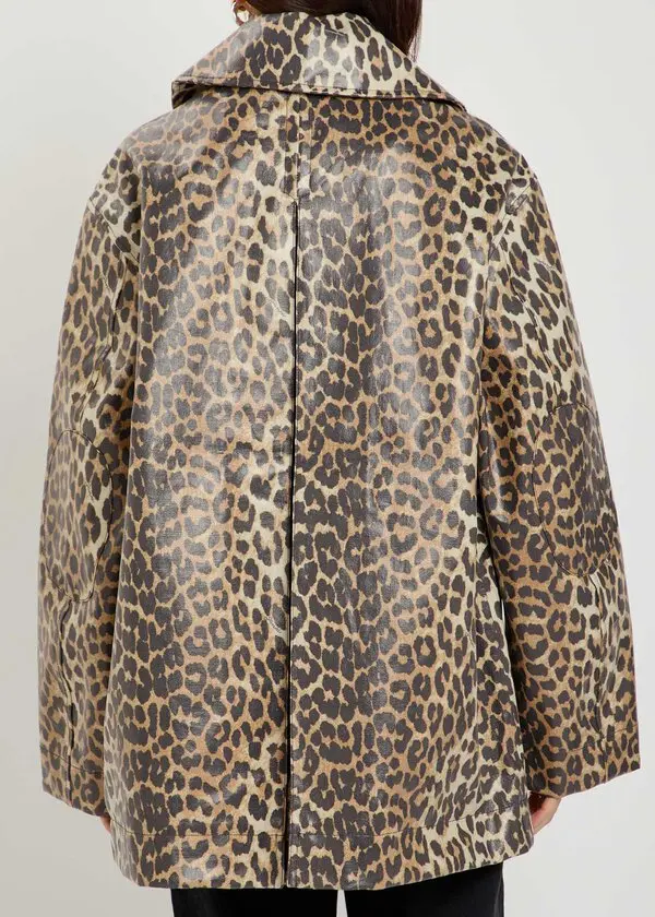 GANNI Waxed Canvas Print Coat