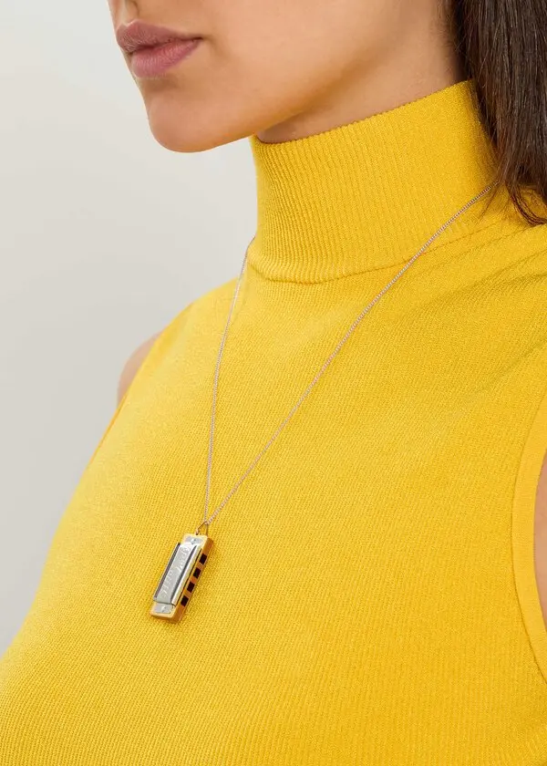 LEMAIRE Rhodium-plated Harmonica Pendant Necklace