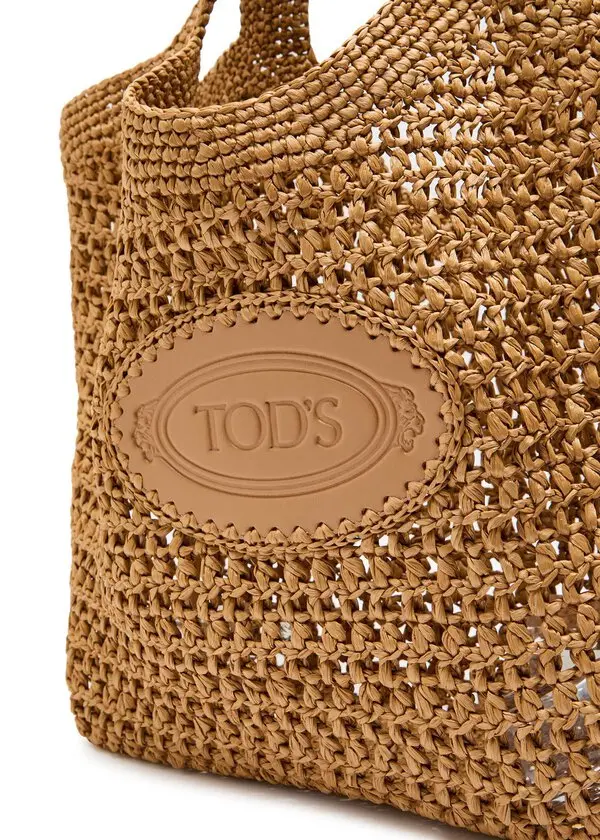 TOD'S Shopping Media Raffia Tote Bag - Natural