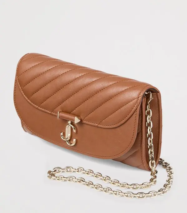 JIMMY CHOO Curve Leather Chain Wallet - Beige