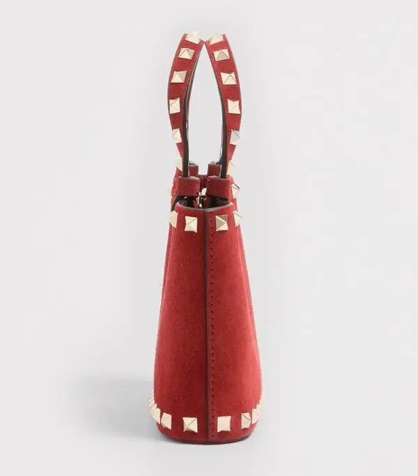 Valentino Garavani Mini Split-leather Rockstud Tote Bag - Red