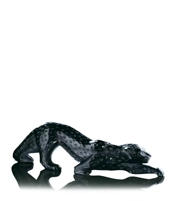 Lalique Crystal Large Zeila Panther Sculpture - Black