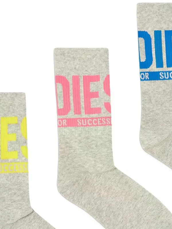 DIESEL® Logo Detail Cotton Socks - Grey