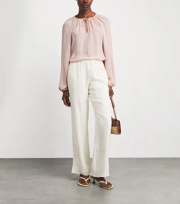 FRAME Silk Balloon Sleeve Blouse