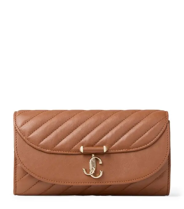 JIMMY CHOO Curve Quilted Leather Chain Wallet - Beige