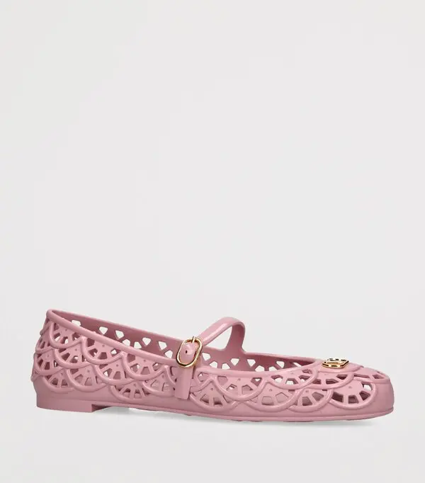 Valentino Garavani Open-work Vlogo Ballet Flats - Pink