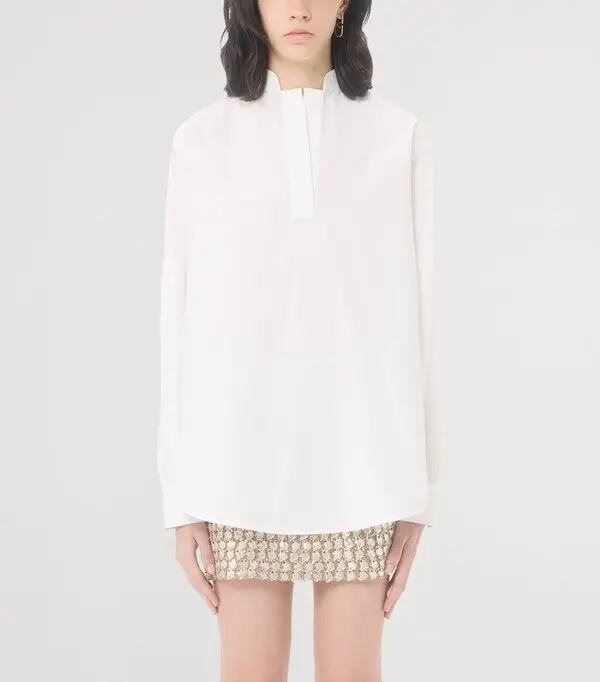 Valentino Garavani Oversized Cotton Shirt With Band Collar