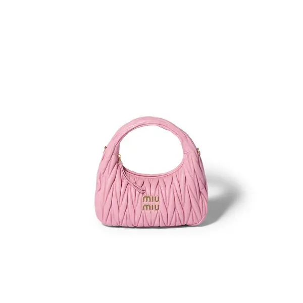 Miu Miu Wander Matelassé Nappa Leather Hobo Bag - Pink