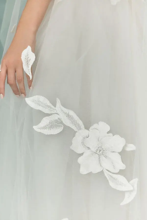 Jenny Yoo Mackenzie Cathedral Veil With Floral Appliqués